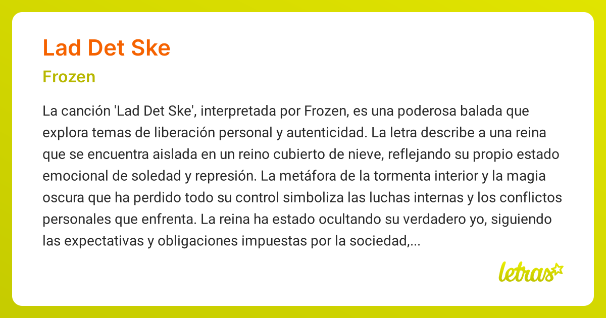 Significado de la canción LAD DET SKE (Frozen) - LETRAS.COM