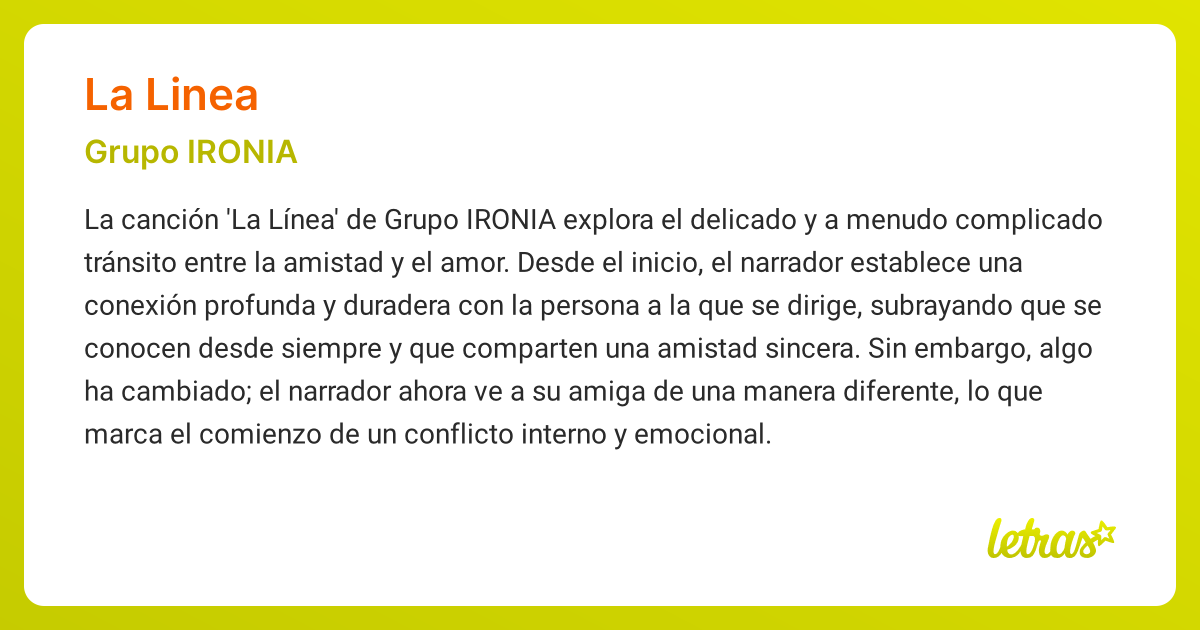 Significado de la canción LA LINEA (Grupo IRONIA) - LETRAS.COM