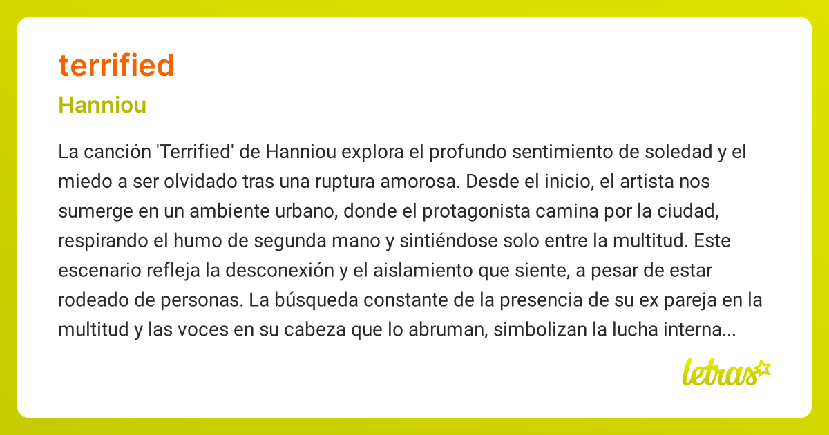 Significado de la canción TERRIFIED (Hanniou) - LETRAS.COM