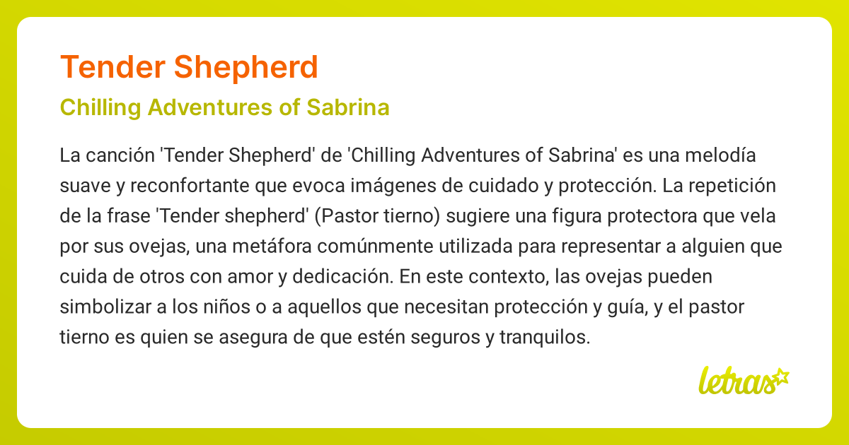 Significado de la canción TENDER SHEPHERD (Chilling Adventures of ...