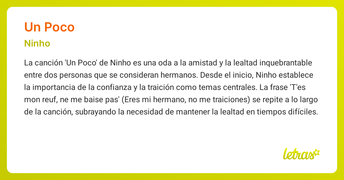 Significado de la canción UN POCO (Ninho) - LETRAS.COM