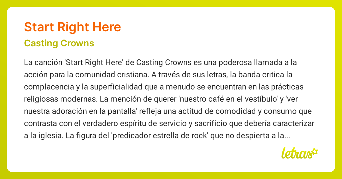 Significado de la canción START RIGHT HERE (Casting Crowns) - LETRAS.COM