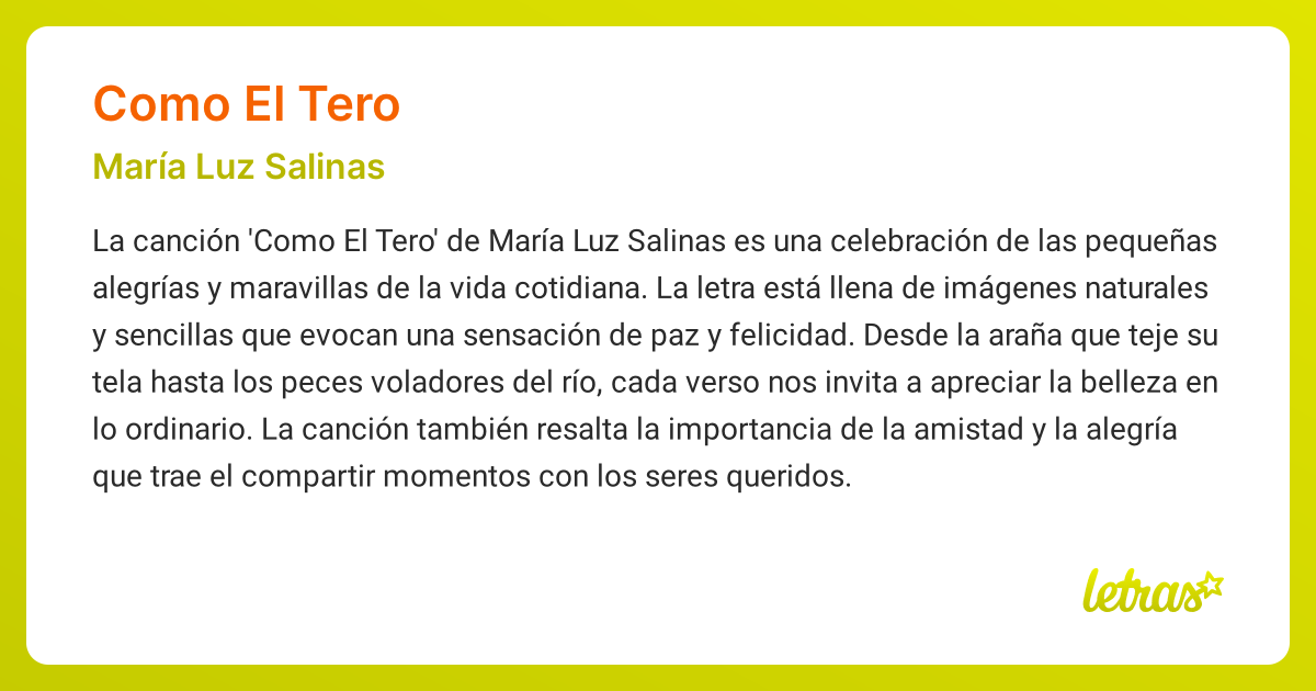 Significado de la canción COMO EL TERO (María Luz Salinas) - LETRAS.COM