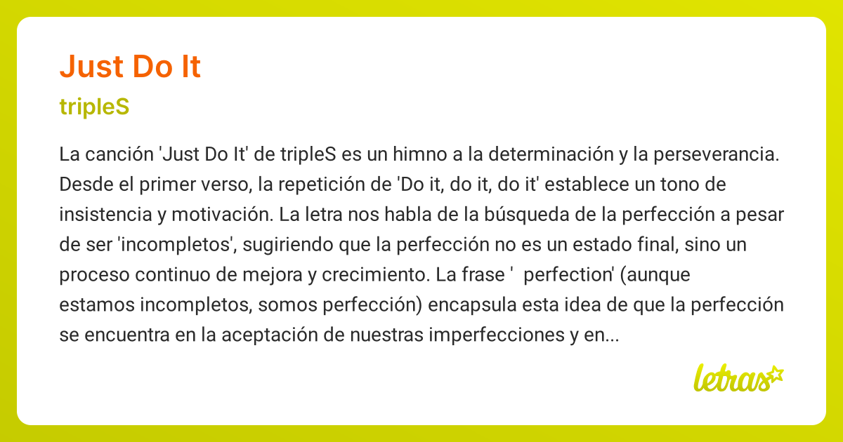 Significado de la canción JUST DO IT (tripleS) - LETRAS.COM