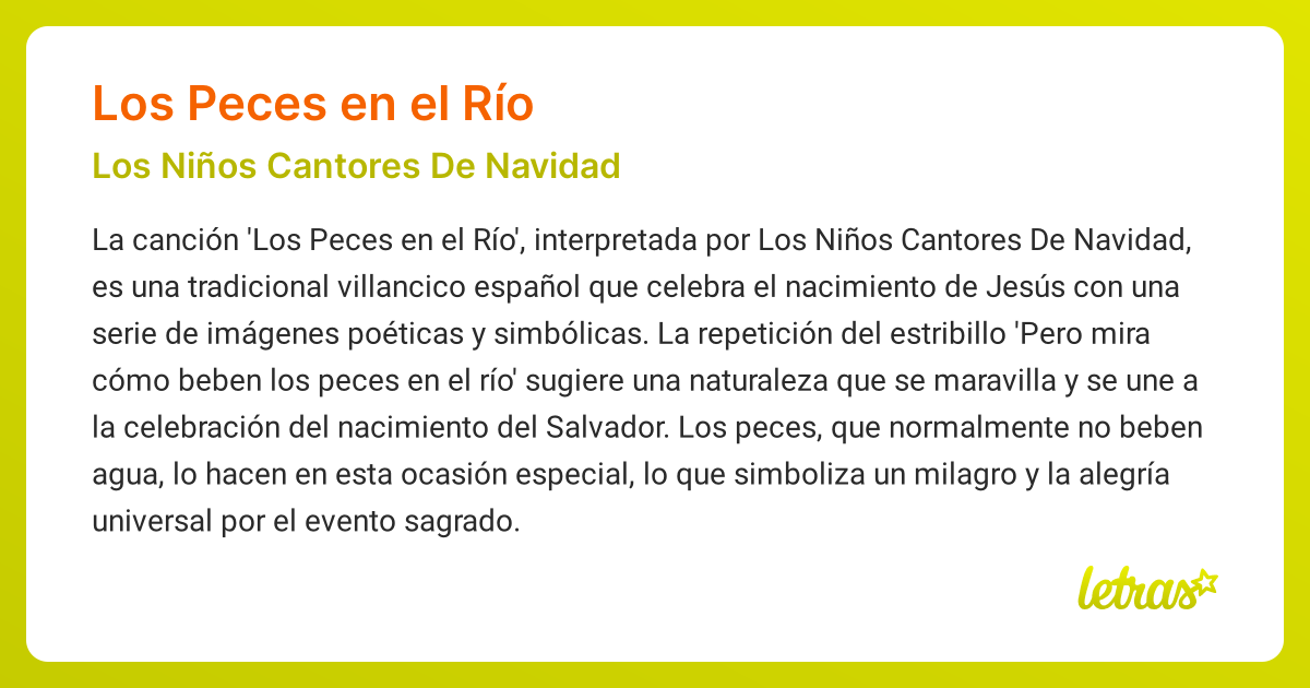 Significado de la canción LOS PECES EN EL RÍO (Los Niños Cantores De ...