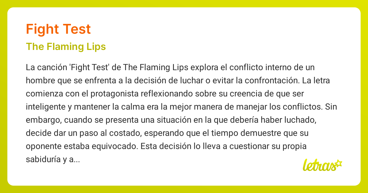 Significado de la canción FIGHT TEST (The Flaming Lips) - LETRAS.COM