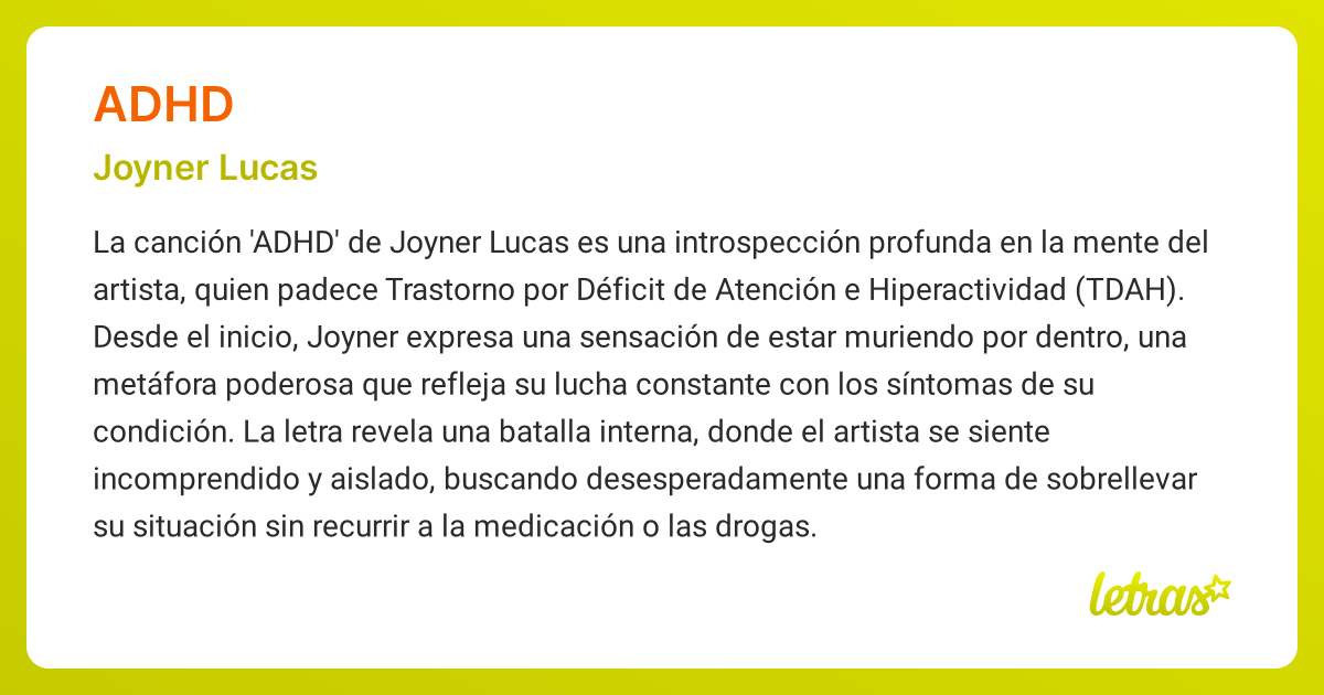 Significado de la canción ADHD (Joyner Lucas) - LETRAS.COM