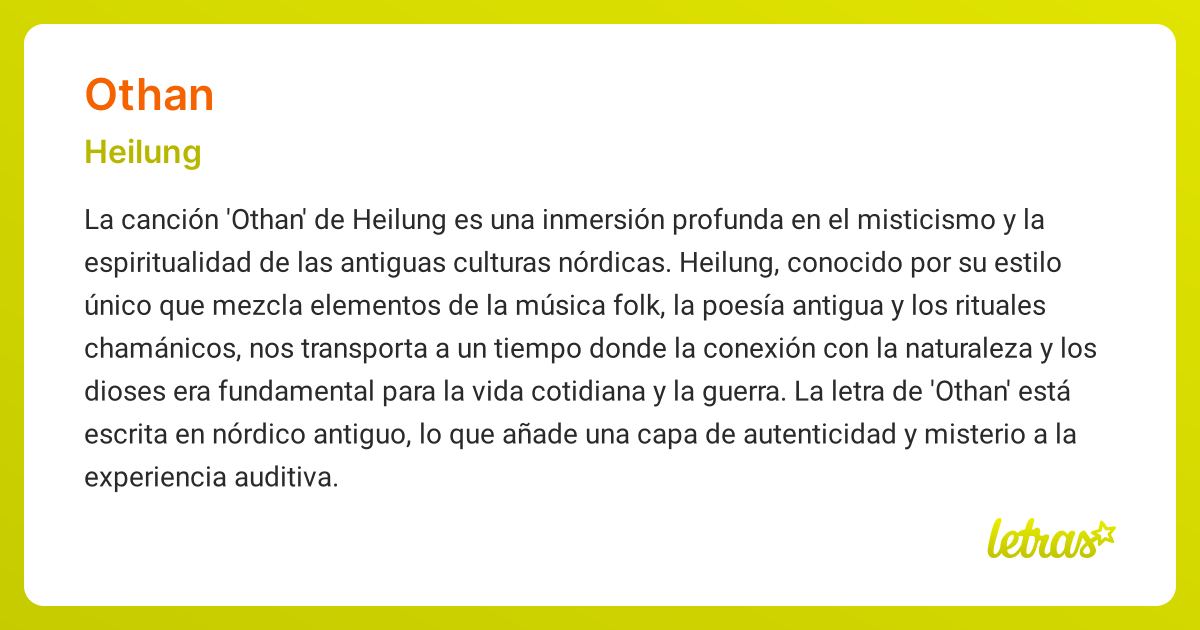 Significado de la canción OTHAN (Heilung) - LETRAS.COM