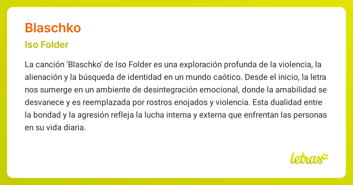 Significado de la canción BLASCHKO (Iso Folder) - LETRAS.COM