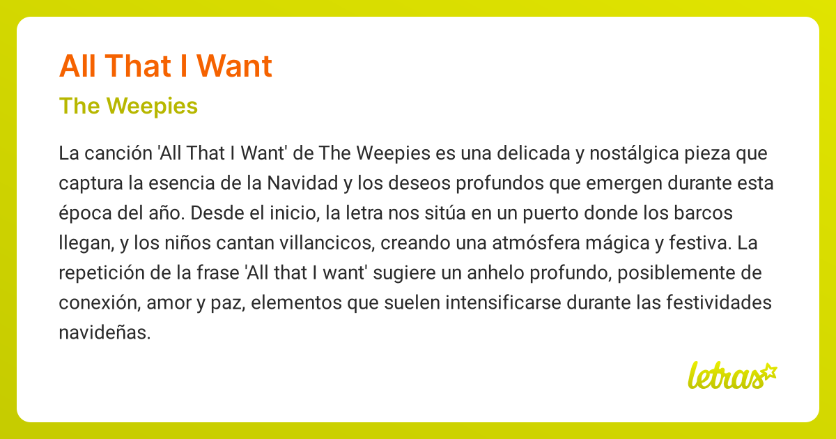 Significado de la canción ALL THAT I WANT (The Weepies) - LETRAS.COM