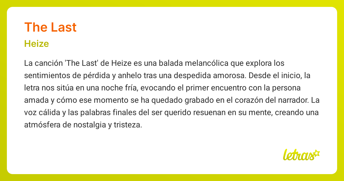 Significado de la canción THE LAST (Heize) - LETRAS.COM