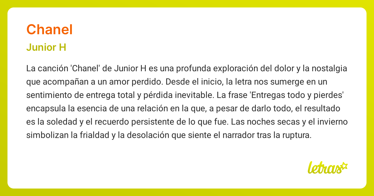 Significado de la canción CHANEL (Junior H) - LETRAS.COM