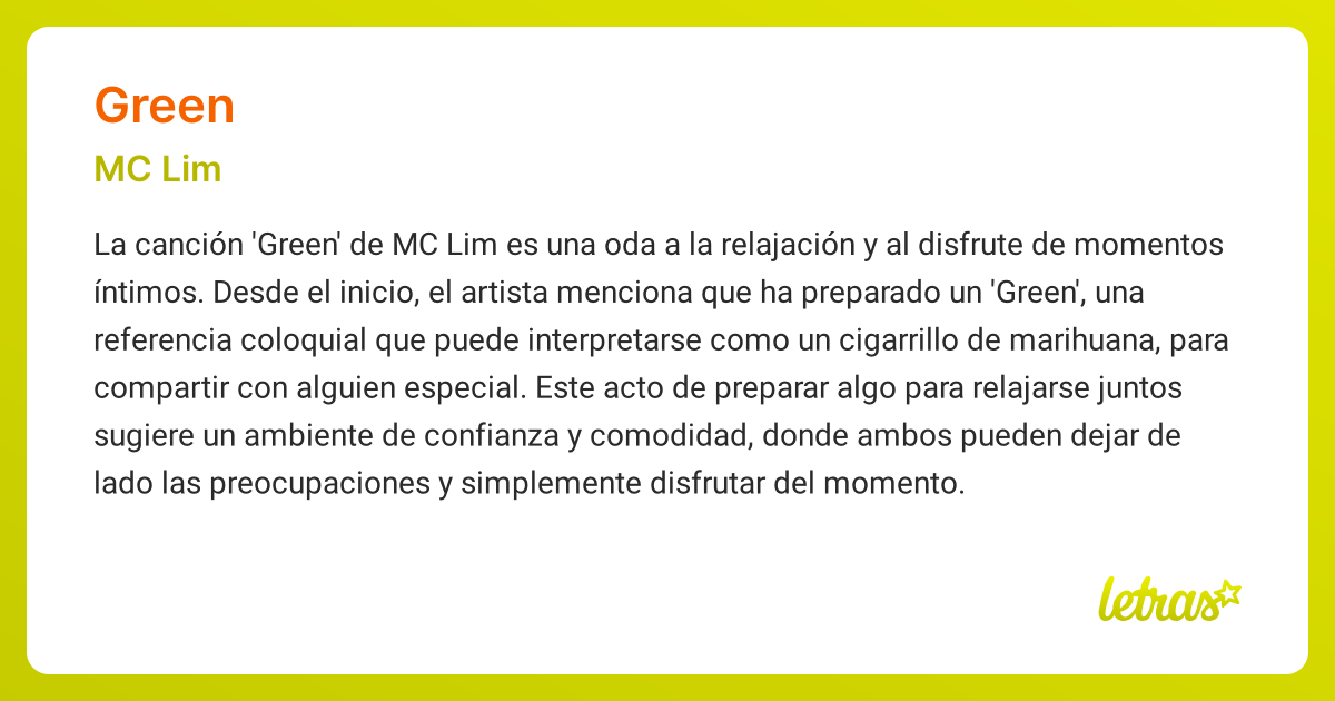Significado de la canción GREEN (MC Lim) - LETRAS.COM