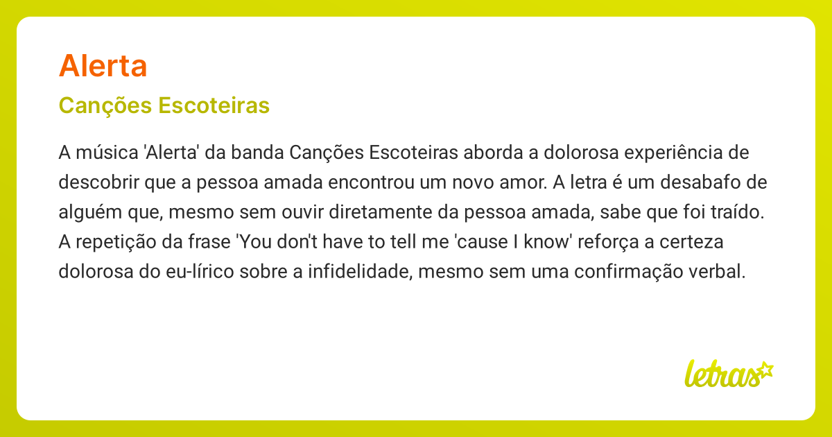 Significado da música ALERTA (Canções Escoteiras) - LETRAS.MUS.BR