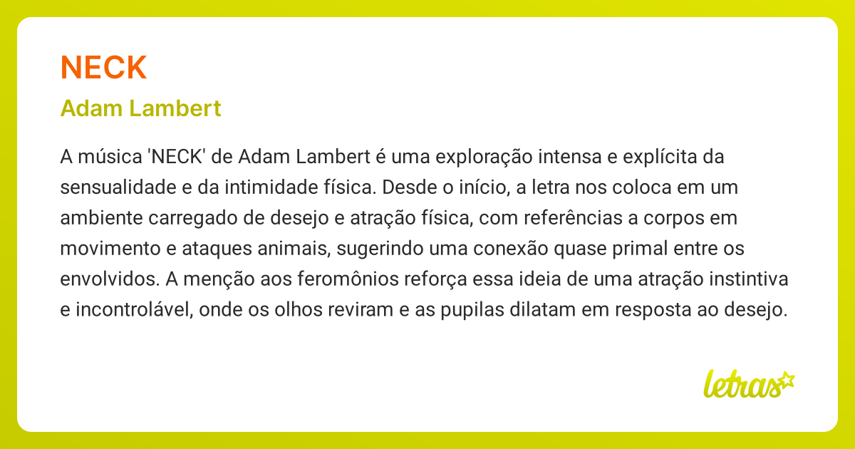 Significado da música NECK (Adam Lambert) - LETRAS.MUS.BR
