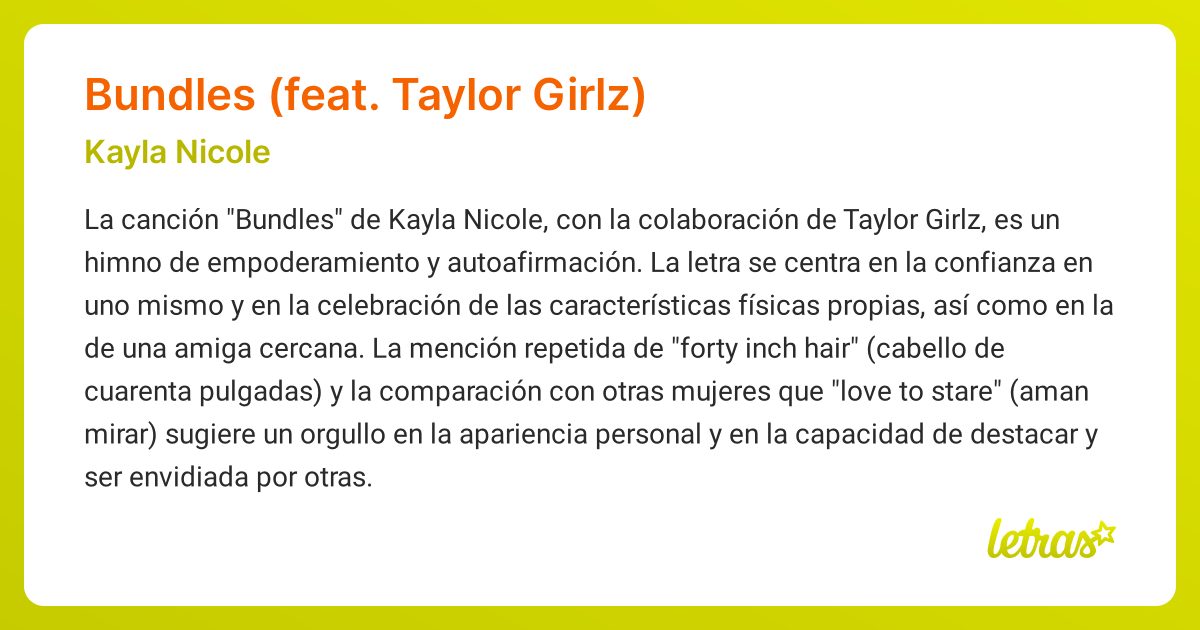 Significado de la canción BUNDLES (FEAT. TAYLOR GIRLZ) (Kayla Nicole ...