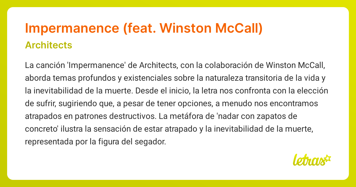 Significado de la canción Impermanence (feat. Winston McCall ...