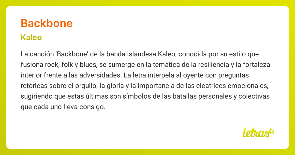 Significado de la canción BACKBONE (Kaleo) - LETRAS.COM
