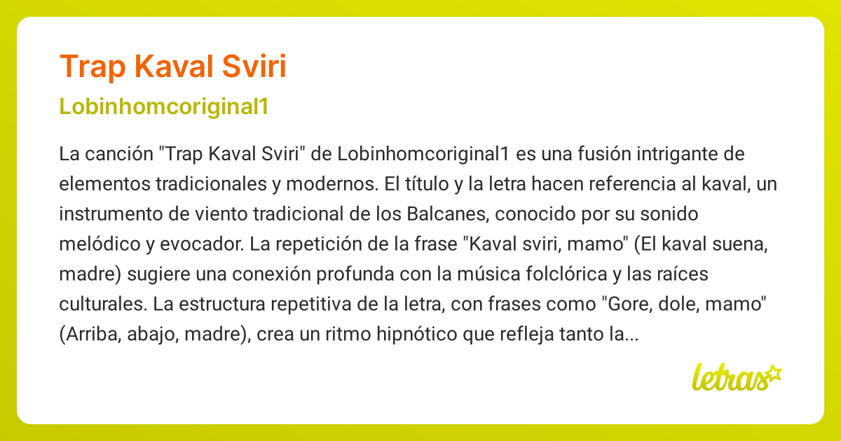 Significado de la canción TRAP KAVAL SVIRI (Lobinhomcoriginal1 ...