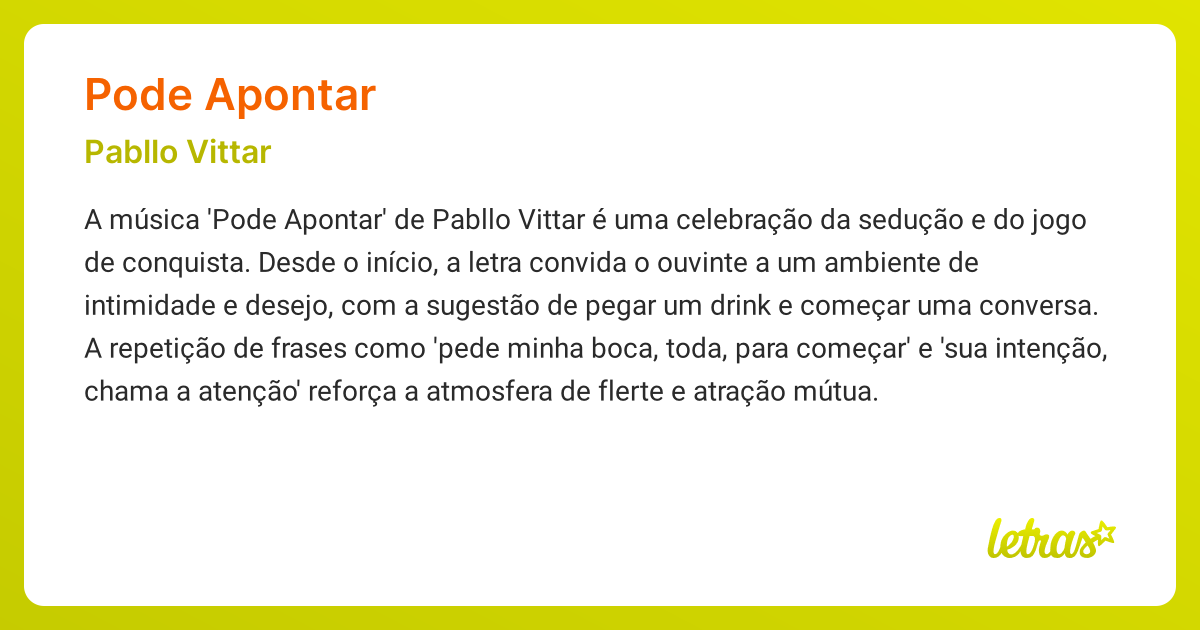 Significado da música PODE APONTAR (Pabllo Vittar) - LETRAS.MUS.BR