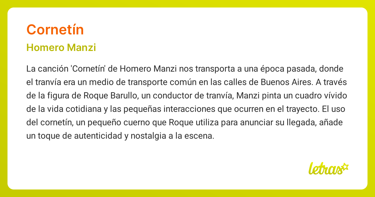 Significado de la canción CORNETÍN (Homero Manzi) - LETRAS.COM