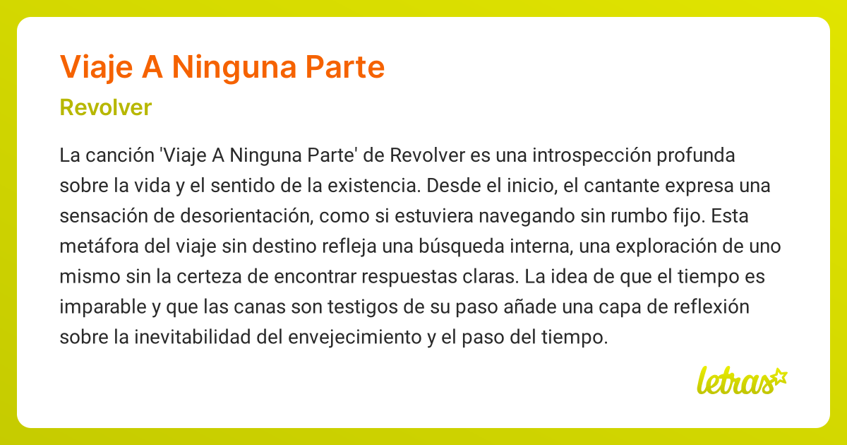 Significado de la canción VIAJE A NINGUNA PARTE (Revolver) - LETRAS.COM
