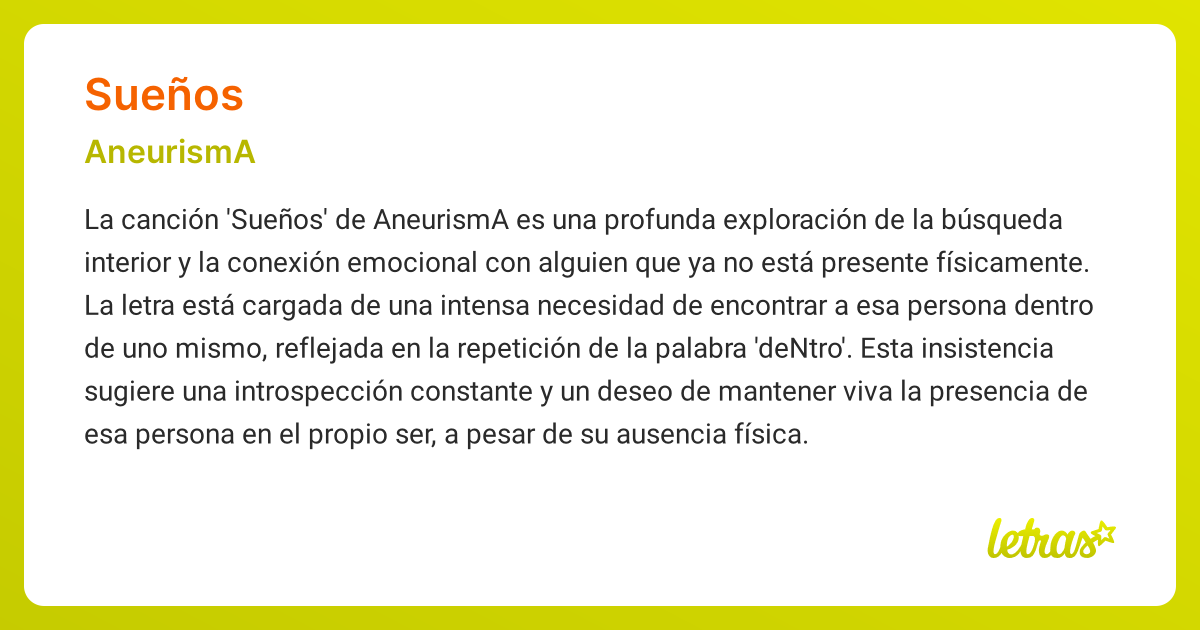 Significado de la canción SUEÑOS (AneurismA) - LETRAS.COM