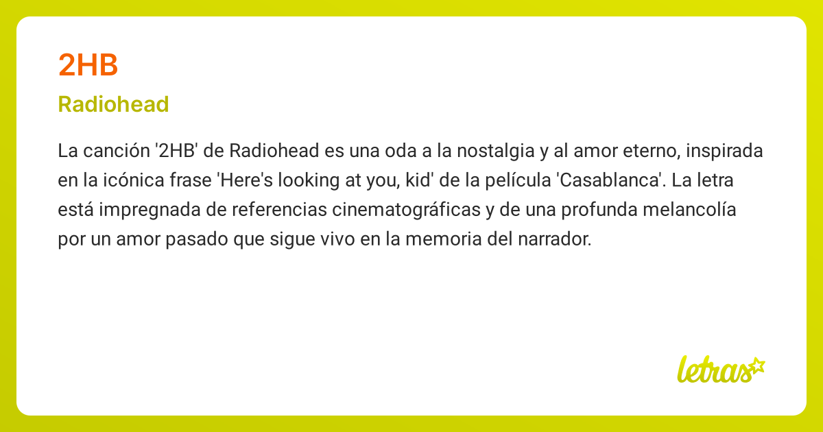 Significado de la canción 2HB (Radiohead) - LETRAS.COM
