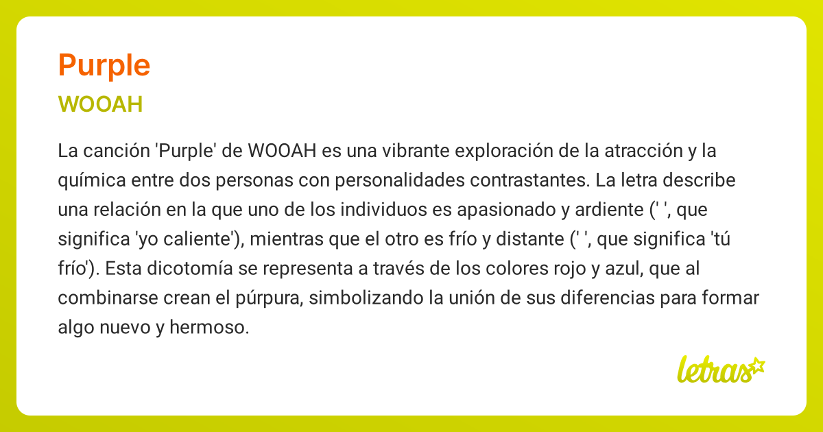 Significado de la canción PURPLE (WOOAH) - LETRAS.COM