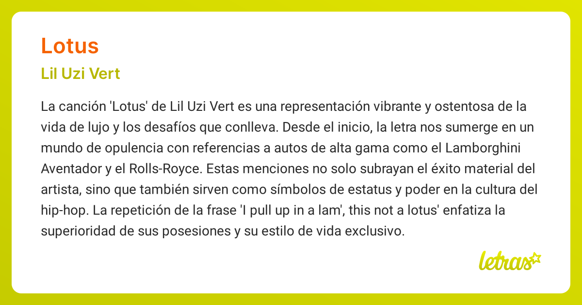 Significado de la canción LOTUS (Lil Uzi Vert) - LETRAS.COM