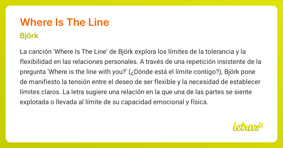 Significado de la canción WHERE IS THE LINE (Björk) - LETRAS.COM