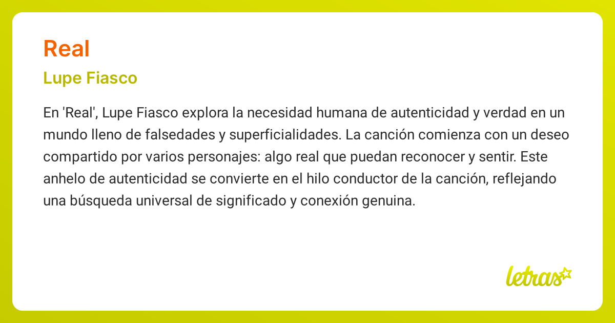 Significado de la canción REAL (Lupe Fiasco) - LETRAS.COM