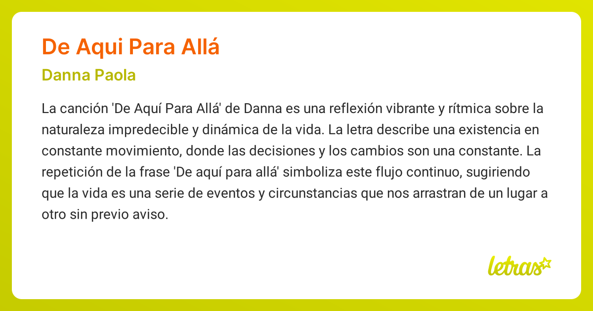 Significado de la canción DE AQUI PARA ALLÁ (Danna Paola) - LETRAS.COM
