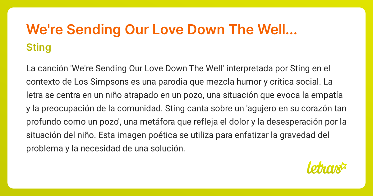 Significado de la canción We're Sending Our Love Down The Well ...