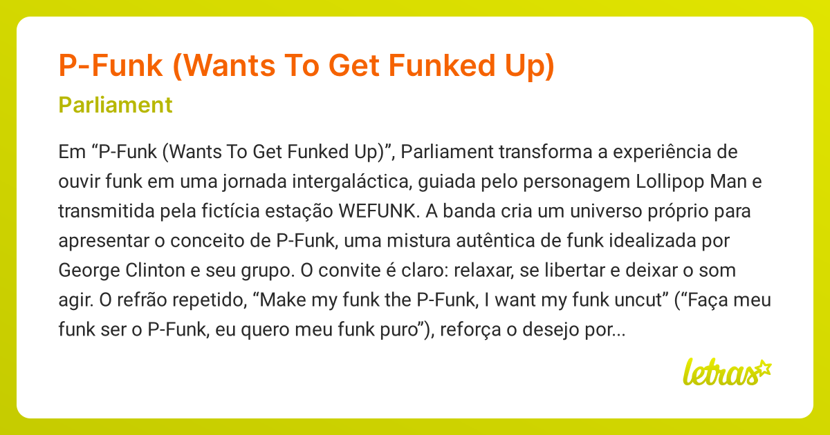 Significado da música P-Funk (Wants To Get Funked Up) (Parliament ...