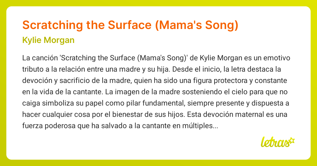 Significado de la canción Scratching the Surface (Mama's Song) (Kylie ...