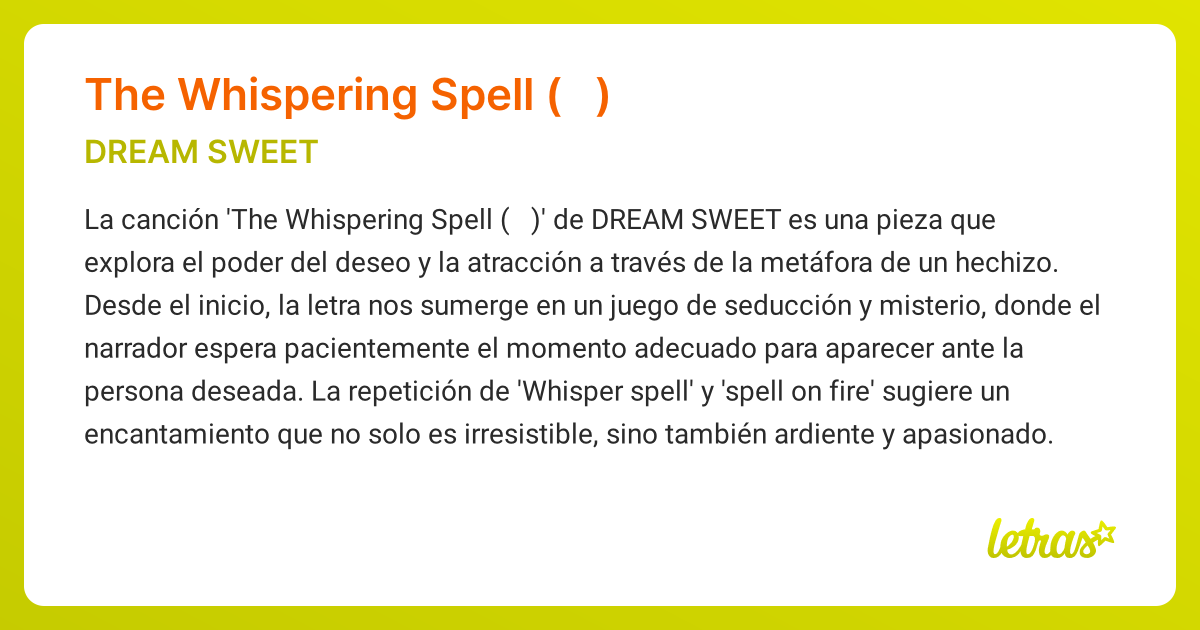 Significado de la canción The Whispering Spell (네 꿈에 숨어 들어가) (DREAM ...