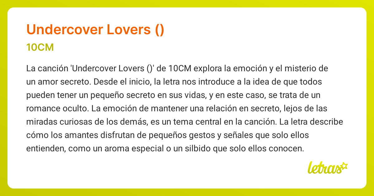 Significado de la canción Undercover Lovers (비밀연애) (10CM) - LETRAS.COM