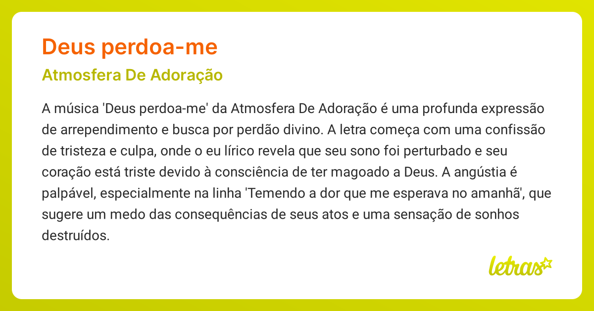 Significado da música DEUS PERDOA-ME (Atmosfera De Adoração) - LETRAS ...