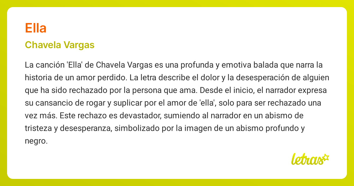Significado de la canción ELLA (Chavela Vargas) - LETRAS.COM
