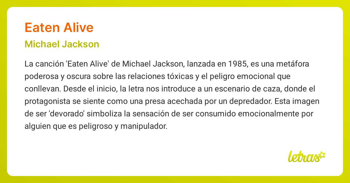 Significado de la canción EATEN ALIVE (Michael Jackson) - LETRAS.COM