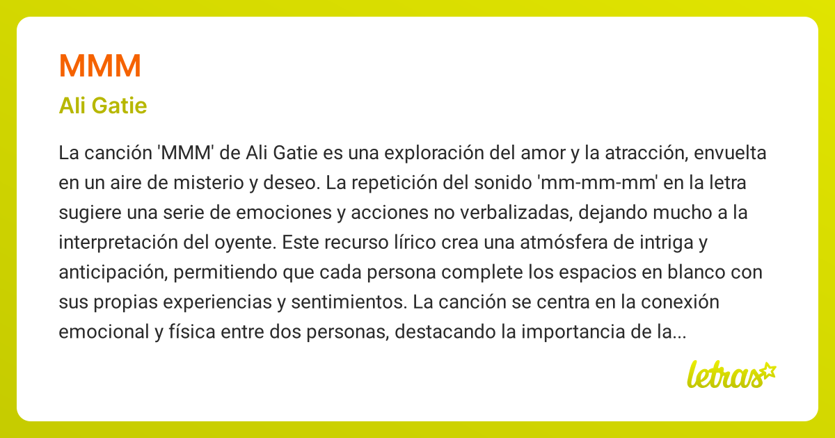 Significado de la canción MMM (Ali Gatie) - LETRAS.COM