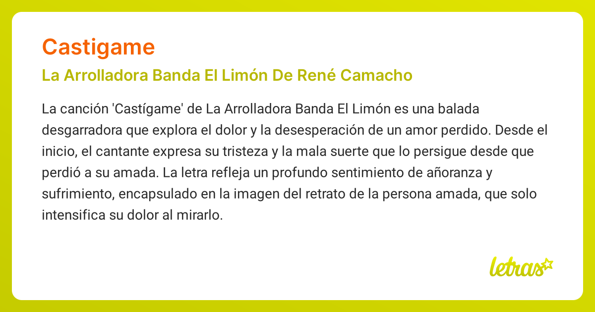 Significado de la canción CASTIGAME (La Arrolladora Banda El Limon ...