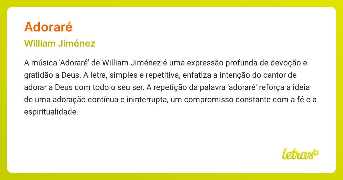 Significado da música ADORARÉ (William Jiménez) - LETRAS.MUS.BR