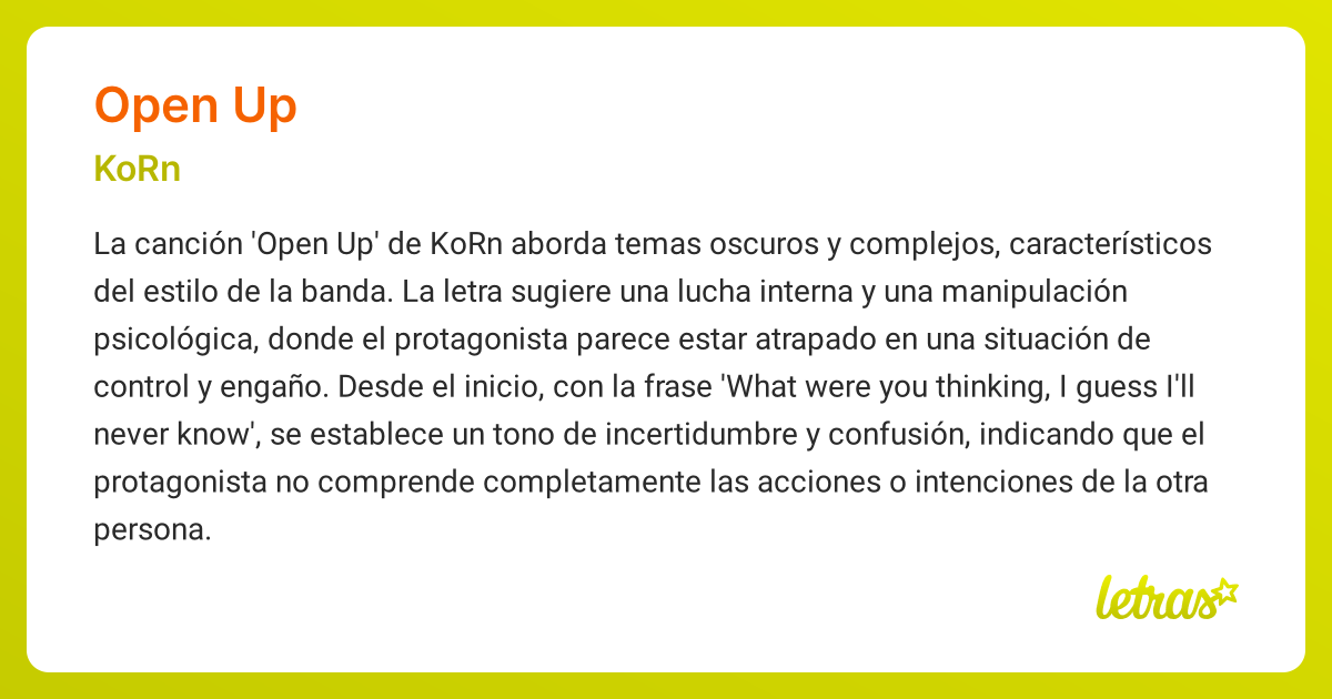 Significado de la canción OPEN UP (KoRn) - LETRAS.COM