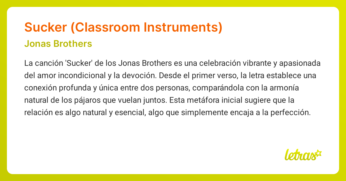 Significado de la canción SUCKER (CLASSROOM INSTRUMENTS) (Jonas ...