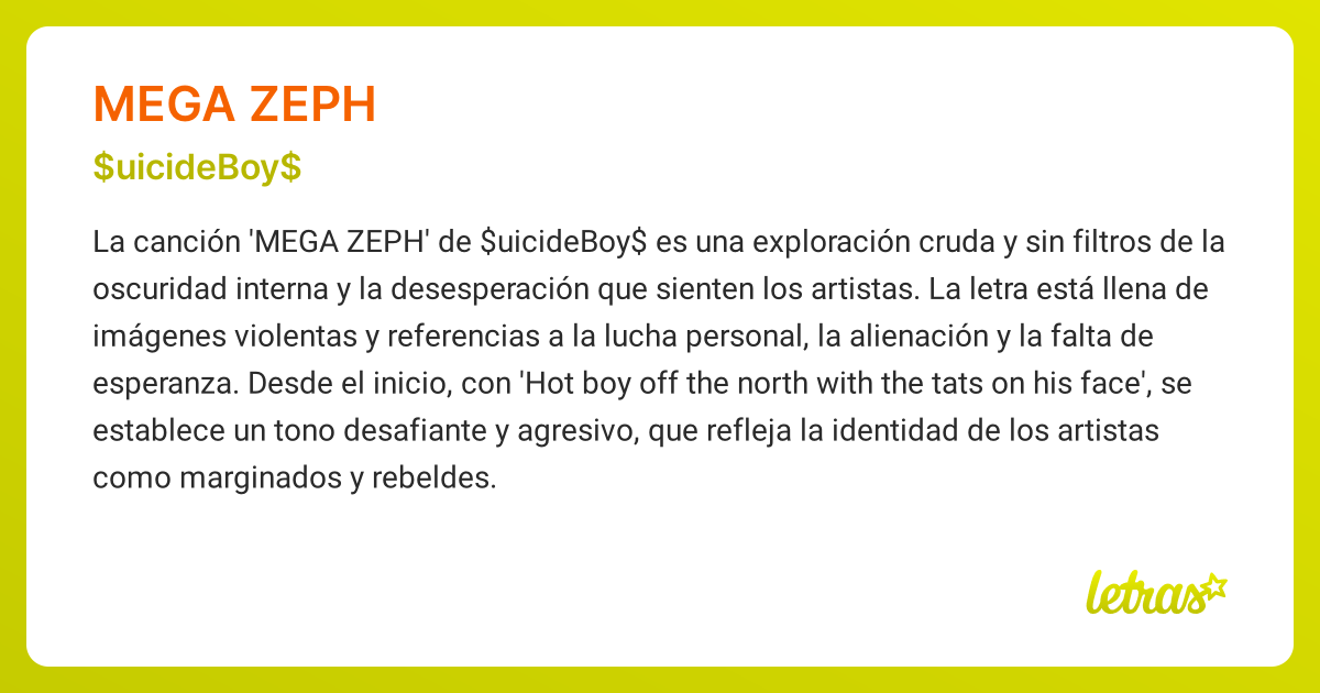 Significado de la canción MEGA ZEPH ($uicideBoy$) - LETRAS.COM