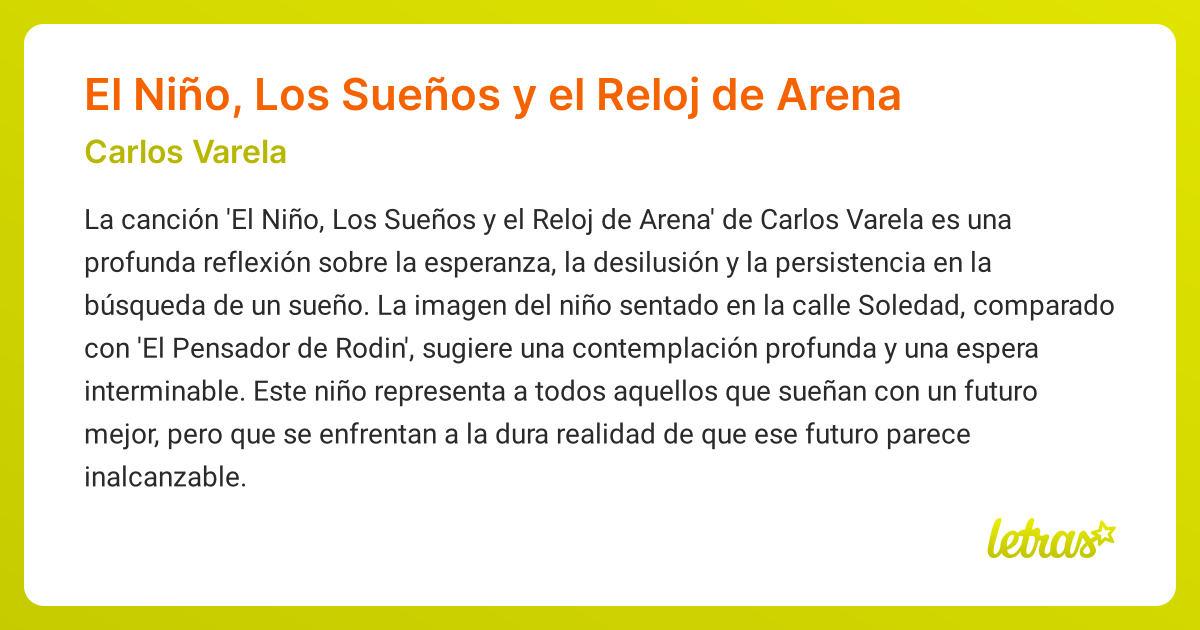 Significado de la canción El Niño, Los Sueños y el Reloj de Arena ...