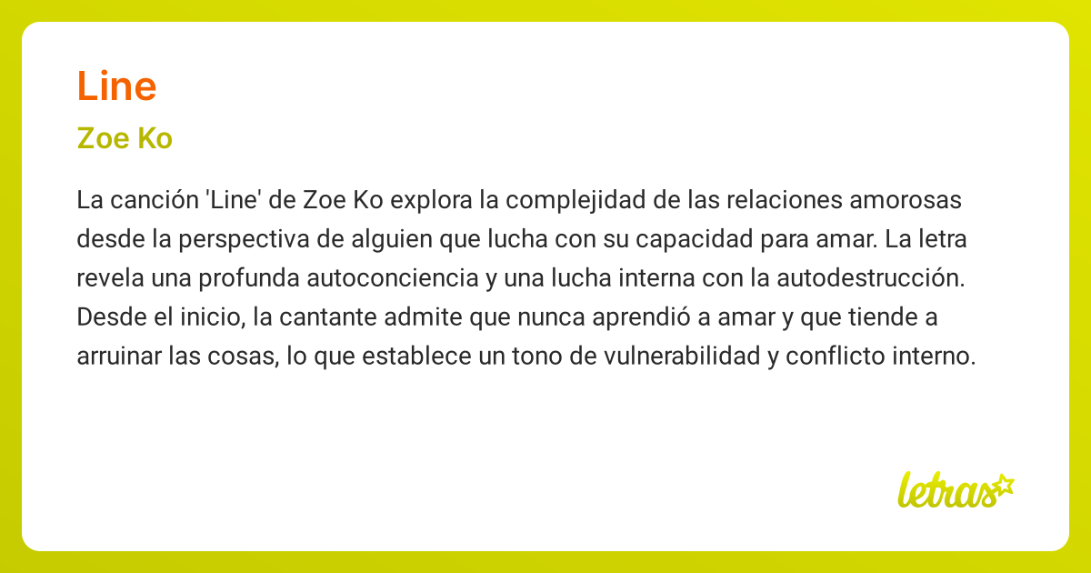 Significado de la canción LINE (Zoe Ko) - LETRAS.COM