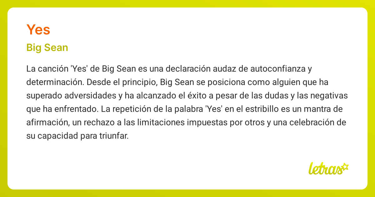 Significado de la canción YES (Big Sean) - LETRAS.COM